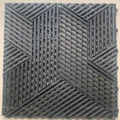 China Sturdy Black Interlocking Tiles Garage Warehouse Plastic Interlocking Garage Floor Tiles for sale