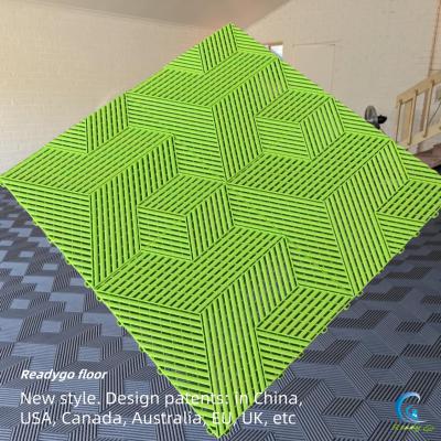 China Heavy Duty Interlocking Ribbed Garage Floor Tiles 400×400×18mm with Slip Resistance and Chemical Protection for sale