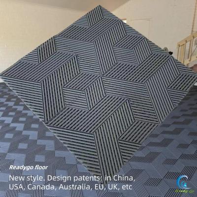 China Grey 3D-Cubic Garage Floor Tiles - 25 Pieces Per Box, 0.5% Water Absorption, Chemical Resistant for sale