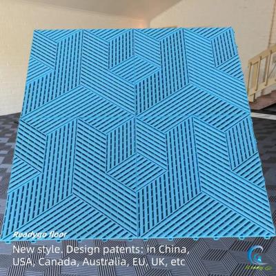 China 18mm Epoxy Garage Floor Tiles 400x400mm Slip Resistant Ribbed Surface for sale