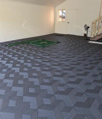 China SILK 3D-Cubic Garage Floor Tiles 400x400x18mm Epoxy Chemical Oil Stain Resistant for sale