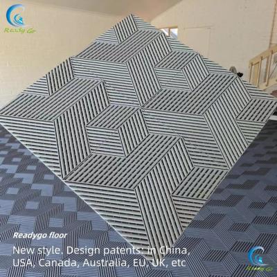 China Fire Resistant Interlocking Garage Floor Tiles 15.75x15.75 Inch 3D Cube Black 0.7 Inch Thickness for sale