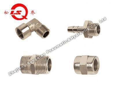 China Brass Knurling Nut Pneumatic Line Fittings with Nickel Plating - Multiple Size Options for Industrial Air Systems for sale