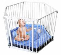 China Multiscene White Foldable Baby Playpen Extendable With Automatic Lock for sale