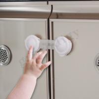 China Multi-purpose Adhesive Plastic Baby Safety Lock White Cabinet Drawer Latch for sale