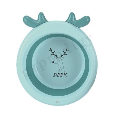 China Portable Travel Household Foldable Wash Basin PP TPE Cartoon Style for sale