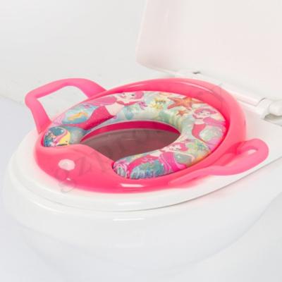 China Comfortable Baby Potty Training Seat PU Toilet Cover With Handle for sale