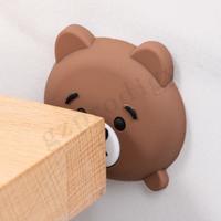 China Lovely Cartoon Bear Plastic Door Wedge Soft Adhesive Wall Mounted Door Stop for sale