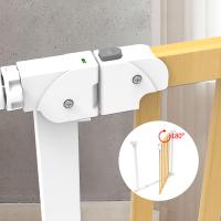 China Extendable No Drilling White Baby Metal Gate Multiscene Extra Wide Auto Close for sale