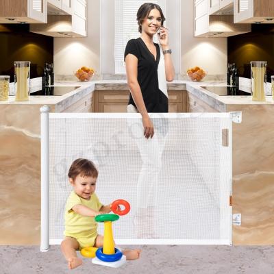 China No Drill Retractable Gate Mesh Stairs Guards Customize Child Door Barrier for sale