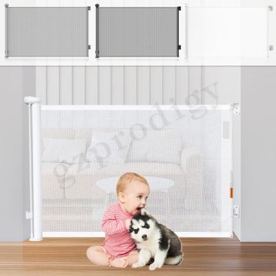 China Easy Operation Retractable Stair Gate Extra Wide Double Lock System for sale