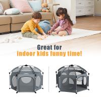 China 162cm Baby Play Yard Folding Indoor Pop Up Play Tent UV Protection Grey Color for sale