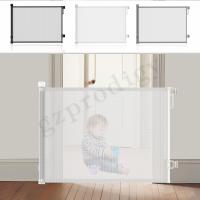 China Extra Width Black Retractable Baby Gate Easy Roll Up Safety Gate For Children for sale