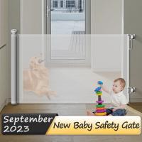China 140CM-500CM Wide Baby Safety Door Gate Geometric Baby Plastic Safety Double Lock Gate For Babies And Pets for sale
