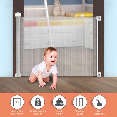China Space Saving Security Retractable Baby Gate White Grey Black Color for sale