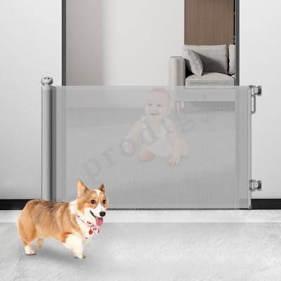 China Punch Free Mesh Retractable Dog Gate For Outdoor Indoor Hallways Deck for sale