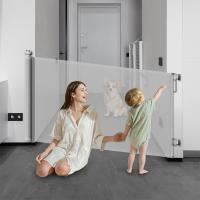 China 55'' Wide Mesh Dog Gate For House White Safety Child Gates For Doorways for sale