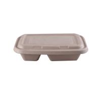 China Takeaway 2 Compartments SGS Biodegradable Lunch Box for sale