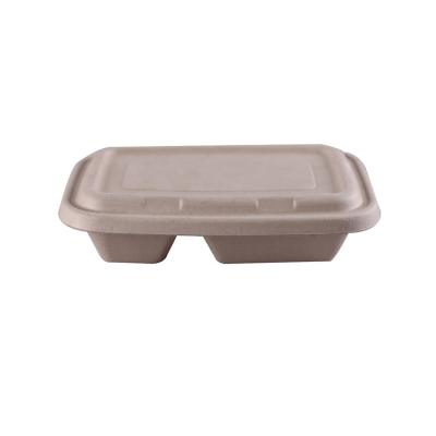 China Takeaway 2 Compartments SGS Biodegradable Lunch Box for sale