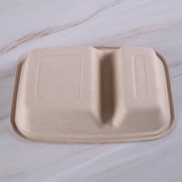China Takeaway 2 Compartments SGS Biodegradable Lunch Box for sale