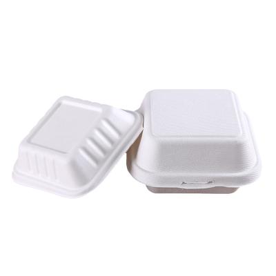 China Clamshell Lid Leakproof 1000ml Bagasse Takeaway Containers for sale