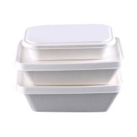 China Bagasse Rectangle 750ml Pulp Food Containers With Lid for sale