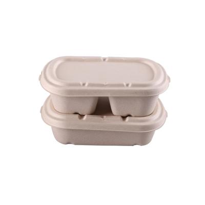 China 750ml 2 Compartment Biodegradable Pulp Food Containers Microwaveable for sale