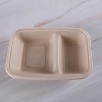 China Biodegradable 2 Compartment Renewable Bagasse Food Containers for sale