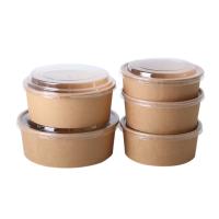 China Compostable  Disposable 500ML Kraft Paper Salad Bowl for sale