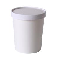 China Disposable White Kraft Paper Soup Cups with Lid for Takeaway for sale