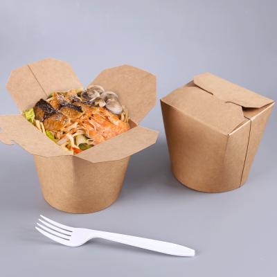 China Environmental 16OZ 26OZ Kraft Paper Noodles Boxes for Takeaway for sale