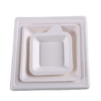 China Biodegradable Square Sugarcane Bagasse Paper Plates 4 Inch Microwavable for sale