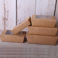 China Disposable Takeaway Kraft Paper Boxes with PET Window for sale