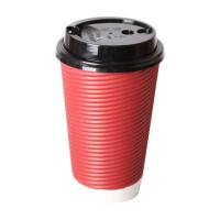 China Ripple 16oz Coffee Printed Takeaway  Disposal Kraft Paper Cups With Lids for sale
