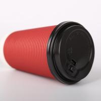 China Ripple 16oz Coffee Printed Takeaway  Disposal Kraft Paper Cups With Lids for sale