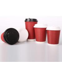 China Ripple 16oz Coffee Printed Takeaway  Disposal Kraft Paper Cups With Lids for sale