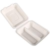 China Bagasse Biodegradable Clamshell Lunch Box Eco Friendly For Take Out for sale