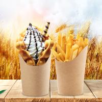 China 12oz, 16oz Kraft Paper Scoop Cup for French Fires Potato Chips Popcorn for sale
