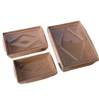 China Kraft Paper Box with Clear Lid for Salad, Fruit and Cold Food for sale