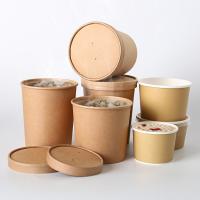 China Sustainable 460ml 16oz Disposal Kraft Paper Cup Soup Containers for sale