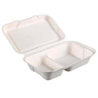 China Bagasse Biodegradable Clamshell Lunch Box Eco Friendly For Take Out for sale