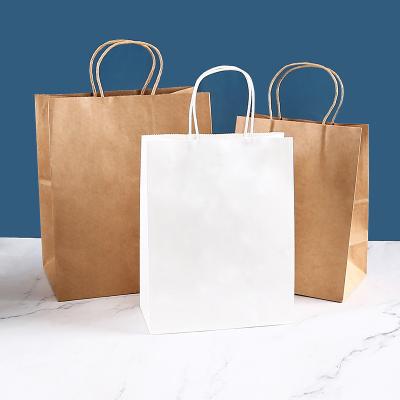 China Recycled Euro Kraft Paper Tote Bag strengthened folded bottom With Handles for sale