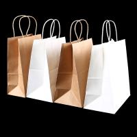 China Recycled Euro Kraft Paper Tote Bag strengthened folded bottom With Handles for sale
