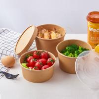 China Disposable Compostable ODM Kraft Paper Bowls With Lid for sale
