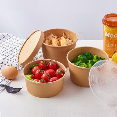 China Disposable Compostable ODM Kraft Paper Bowls With Lid for sale
