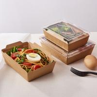 China Kraft Paper Food Packaging Box with Clear PET Lid for Salad, Bakery for sale