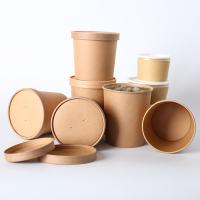 China Disposable Refrigerable 40oz Kraft Paper Soup Containers for sale