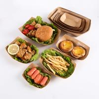 China Disposable Take Away Kraft Paperboard Food Tray for Hot Dogs Chips Fried Chickens for sale