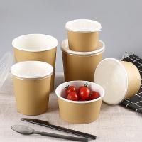 China Kraft Paper Ice Cream Takeaway Containers with Lid for sale