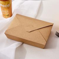 China Eco-friendly Folded Kraft Paper Food Box for Fast Food,Salad, Fruit for sale
